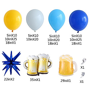 Oktoberfest Party Decorations Oktoberfest Balloon Arch Garland Kit 139Pcs Blue White Yellow Balloons for German Oktoberfest Bavarian Celebrations Beer Festival Themed Birthday Party Supplies (Blue)