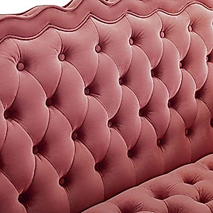 Modway Viola Tufted Velvet Modern Chesterfield Style Settee Loveseat In Dusty Rose