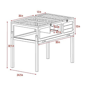 BIRASIL Wood Tortoise House, Indoor Turtle Habitat Reptile Cage, Tortoises Enclosure for Small Animals Lizards Hamster
