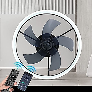 LCYFBE 20" Modern Ceiling Fan with Light, Dimmable LED 6 Speeds Reversible Blades Timing with Remote Control, Semi Flush Mount Low Profile ceiling fan with light for home bedroom, Black