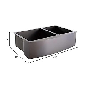 Vintage Tub & Bath Stainless Steel 33 Inch Double Bowl Apron Front Farmhouse Kitchen Sink