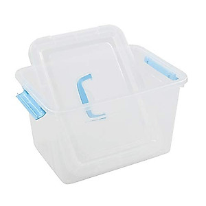 Doryh 12 L Plastic Storage Bin with Lid, Clear Transparent Box with Handles Set of 1