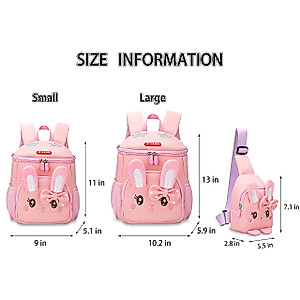 kvcezxu Kids Backpack Cute Bunny School bag and Shoulder Bag 2Pcs Set, Anti-Lost Children Toddler Small Schoolbag BookBag For Boys Girls Pink Small