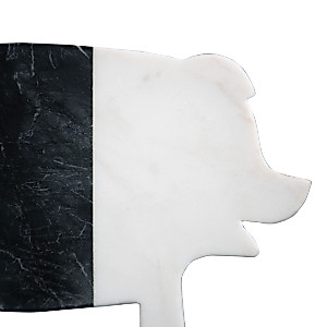 Foreside Home & Garden White Marble Pig Shaped Kitchen Serving Cutting Board, 10 x 6.5 x 0.5, Multi
