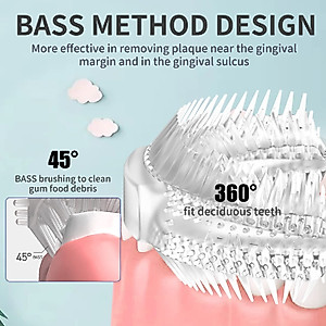 RZM Kids Automatic Sonic Toothbrush- 2 Ergonomic U-Shaped Toothbrush and 1 Regular Brush Head, Six Modes for 360° Sensitive Oral Tooth Cleaning(Pink Unicorn)