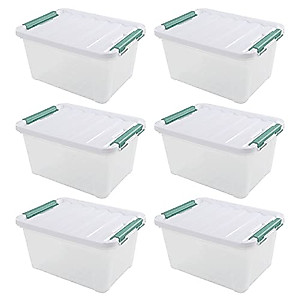 Innouse 6 Pack Plastic Latch Storage Box, 20 Qt Storage Container with Lid