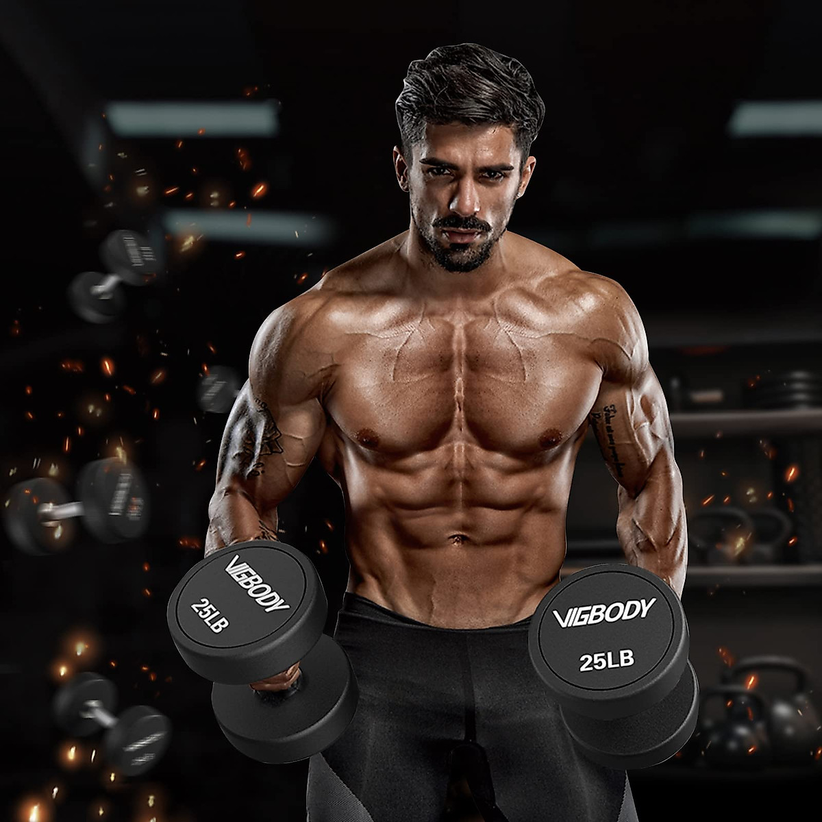 VIGBODY Dumbbell Weights Barbell with Metal Handles for Strength Training, Full Body Workout, Functional and HIT Workout Single