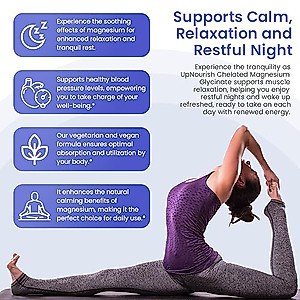 UpNourish Magnesium Glycinate Chelate 500mg Capsules - Highly Absorbable Chelated Magnesium - Pure Magnesium Supplement for Sleep & Calm Support, Nervous, Muscle & Bone Health