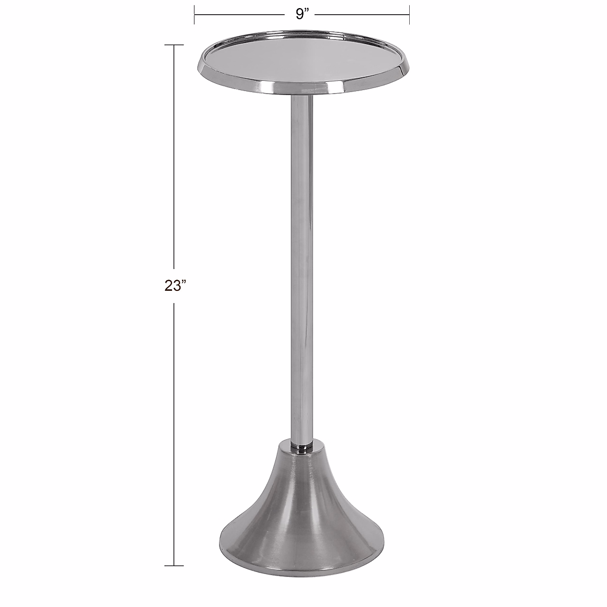 Kate and Laurel Sanzo Modern Pedestal Side Table, 9 x 9 x 23, Silver, Decorative End Table with Sleek Tabletop