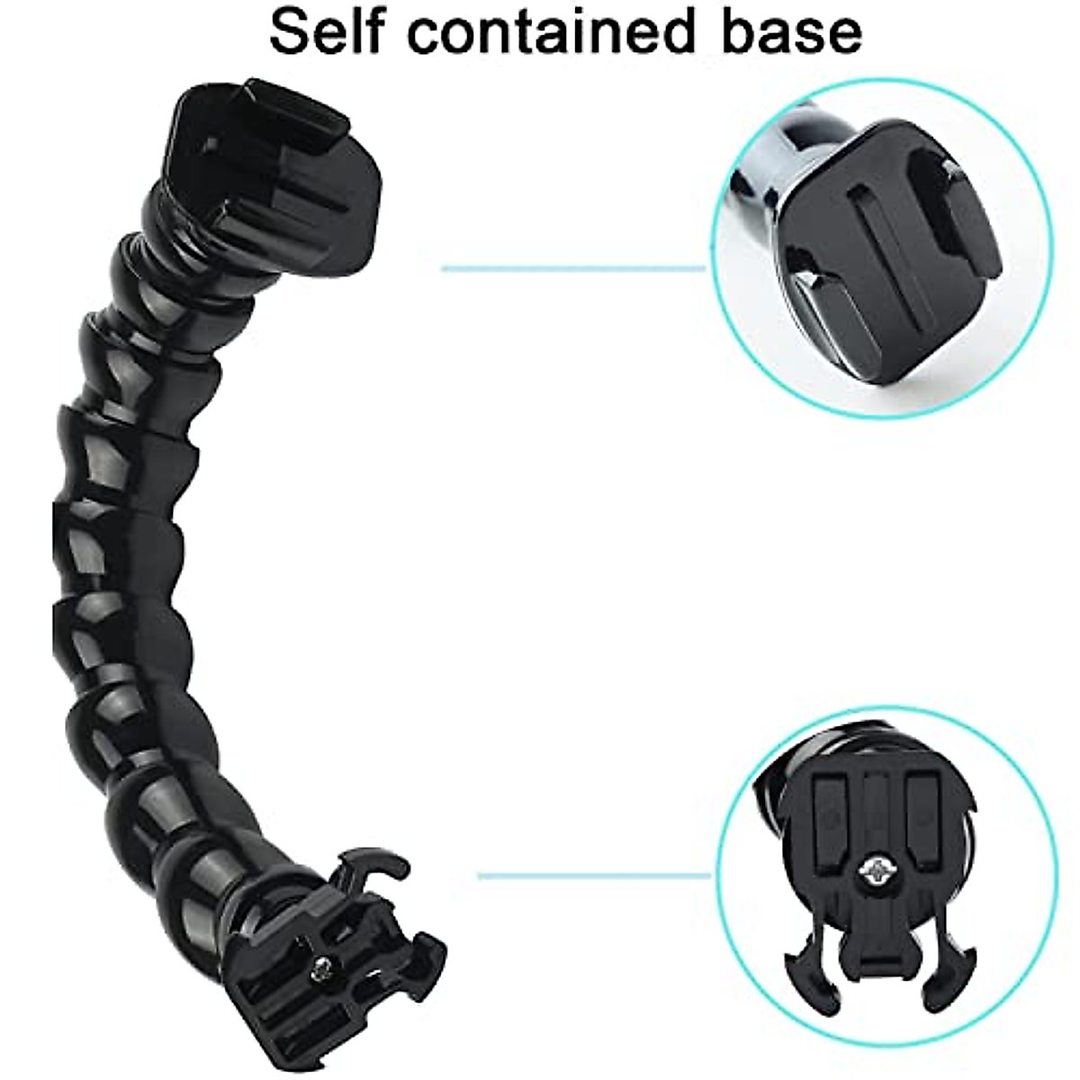 FiTSTILL Jaws Flex Clamp Mount with Adjustable Gooseneck 8-Section Compatible with Go Pro Hero 11,10. 9, 8, 7, 6, 5, 4, Session, 3+, 3, 2, 1, Max, Fusion, DJI Osmo Action Cameras