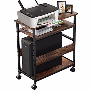 TooCust Computer Tower Stand with Wheels, Adjustable PC Tower Stand Computer Floor Stand CPU Stand, Movable PC Cart Computer Tower Floor Stand PC Stand for Under Desk (Rustic Brown)