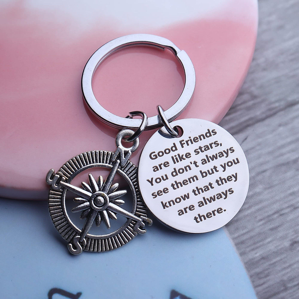 Jstud Inspirational Best Friend Keychain Gifts Good Friends are Like Stars Friendship Jewelry Gift Keychain for Women Men