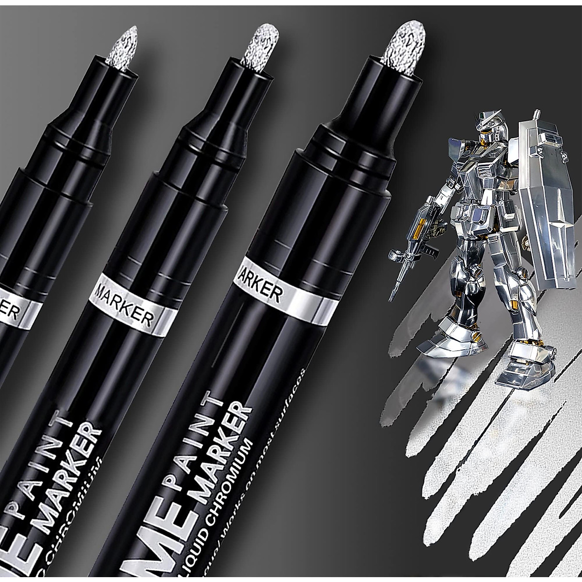 ZOET 3PK Mirror Chrome Marker Chrome Pen | Chrome Paint for Any Surface | Chrome Marker Paint Pen for Repairing, Model Painting, Marking or DIY Art Projects| Permanent Liquid Mirror (0.7|1|3mm Tips)