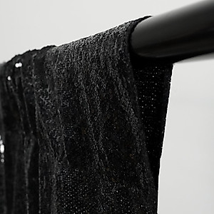 Poise3EHome 8Ft x 8Ft Black Sequin Backdrop, Glitter Thick Satin Background Drapes, Sparkly Opaque Photography Curtain, Sequence Xmas Thanksgiving Backdrop for Wedding Party Holiday Festival Decor