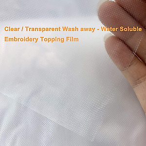New brothread Light Weight Clear Wash Away - Water Soluble Embroidery Topping Film - 10"x10 Yd roll - Cut into Various Sizes for Machine Embroidery and Hand Sewing