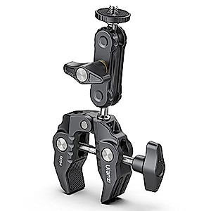 R094 Super Clamp Multi-Functional Camera C Clamp Mount, 1/4" Ball Head Monitor Mount 3/8" Hole Adjustable Video Shooting, Mobile Clamp for Gopro Action INSTA360 Cam, Vlog Cam Selfie Live Streaming