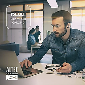 Altec Lansing Noise Cancelling Bluetooth Wireless Earbuds, Mini in Ear Headphones with Microphone, TWS NanoBuds Sweatproof and Water Resistant, 7 Hour Playtime for Sports and Workouts (Charcoal Grey)