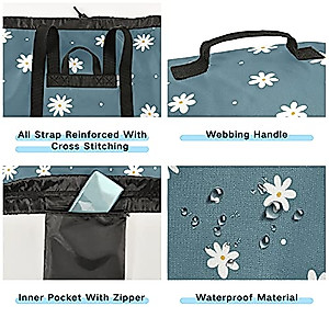 Flower Cute Laundry Bag Backpack with Shoulder Straps Daisy Dirty Clothes Organizer Extra Large Heavy Duty for Camp College Dorm Room Essentials for Girls