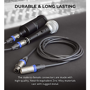 Blucoil Audio 2-Pack of 10-FT Balanced XLR Cables - Premium Series 3-Pin Cable for Microphones, Speakers, and Pro Devices (Male-to-Female)