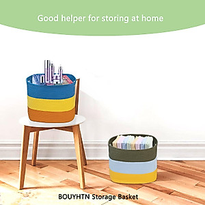 BOUYHTN Cotton Rope Basket-Woven Baskets-Storage Basket for Living Room-Towel Baskets for Bathroom-Baby Organizing Baskets-Collapsible Storage Bins-Toy Basket 15"x10"x12" Pack of 2