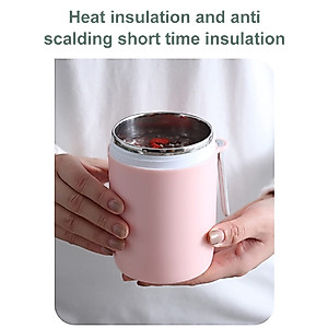 Food Flask, Food Container for Hot Cold Food, Food Flask for Hot Food Stainless Steel Food Jar with Folding Spoon(Pink-580ML)