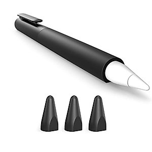 SUPCASE Silicone Protective Case for Apple Pencil (2nd Generation), Anti-Slip Grip with Nib Cover (3 Pieces) Accessories (Black)