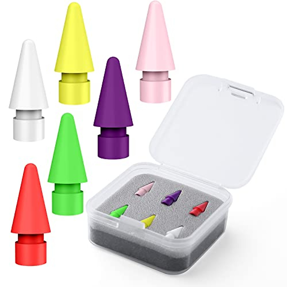 Alikiai 6 Pack Tips for Apple Pencil,Stylus Tips,Pencil Tips for iPad,Replacement Pen Nibs,Replacement Color iPencil Nibs(Red/Yellow/Purple/Pink/Green/White)