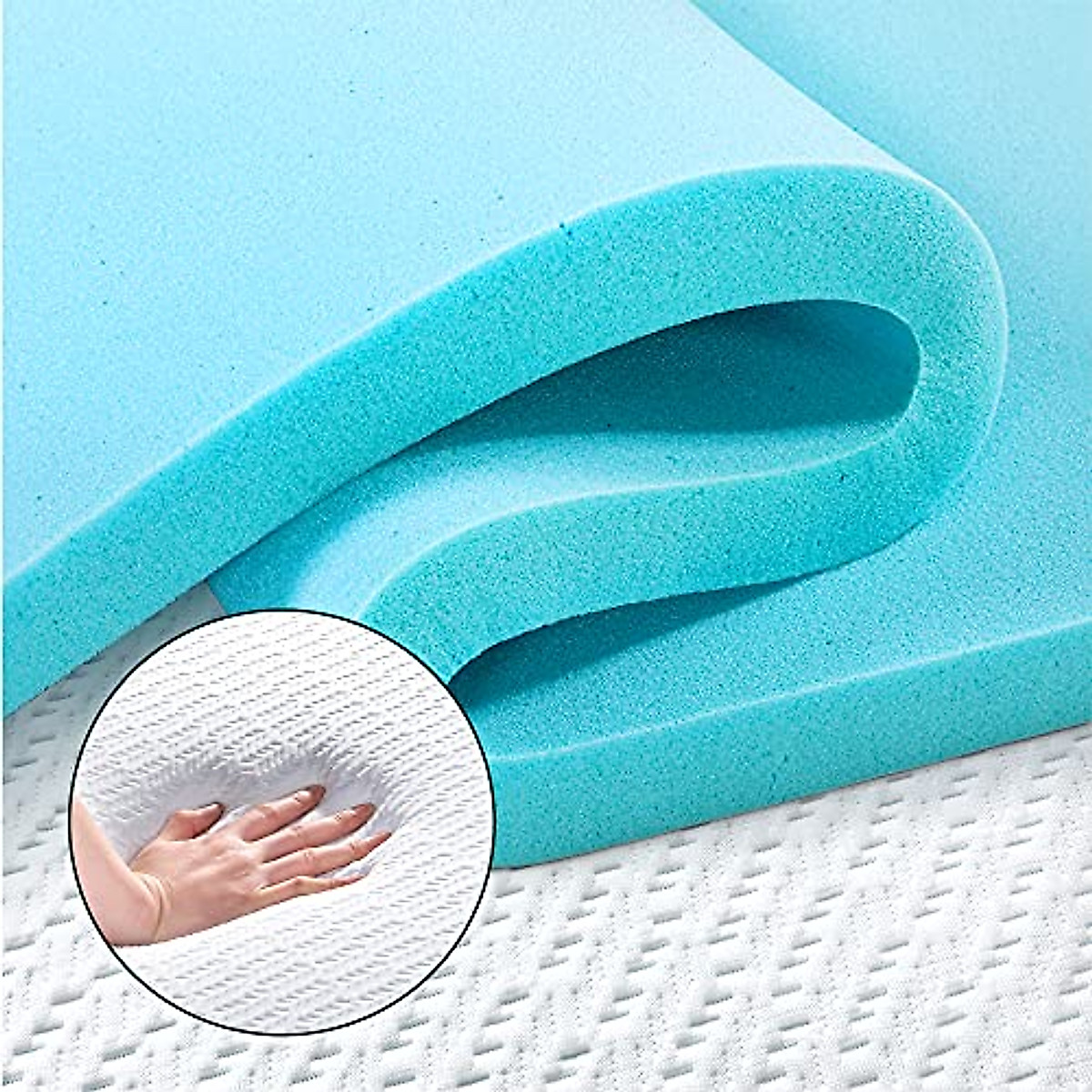 ZINUS 2 Inch Ultra Cooling Gel Memory Foam Mattress Topper with Cooling Cover, CertiPUR-US Certified, Full, White