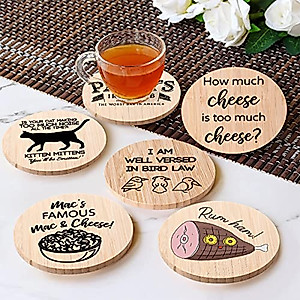 Always Sunny in Philadelphia Bamboo Wood Coasters Set of 6, Funny Coasters with Holder Housewarming Gift Kitchen Decor