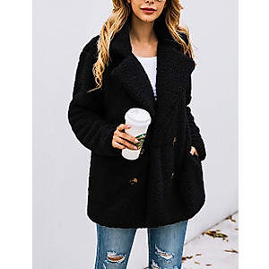 PRETTYGARDEN Women's Fashion Winter Coat Sherpa Fleece Faux Fur Shearling Oversized Trendy Jackets Warm Outerwear (Style Two Black,X-Large)