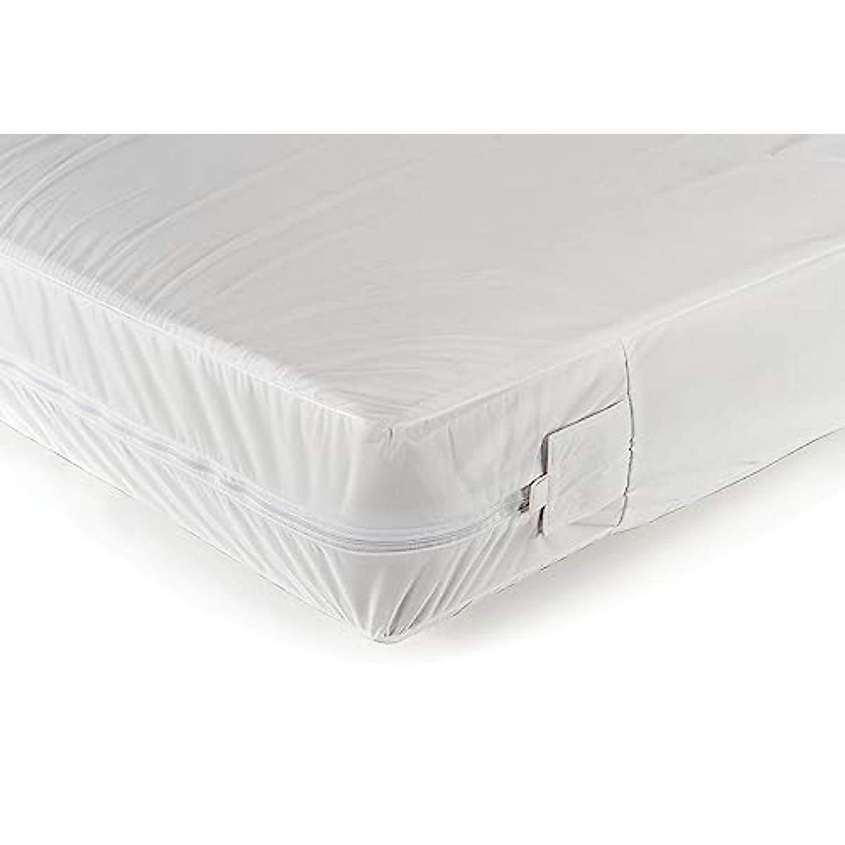 Sealy SafetyCase Protective Waterproof Fitted Zippered Toddler Bed and Baby Crib Mattress Encasement Protector, Noiseless, Machine Washable and Dryer Friendly, 52" x 28" - White