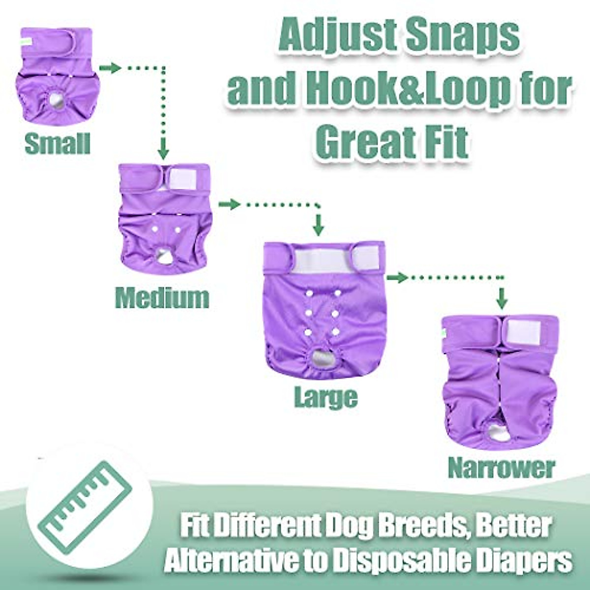 Wegreeco Washable Reusable Premium Dog Diapers, Medium, Bright Color, for Female Dog, Pack of 3