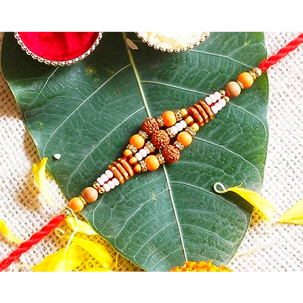 Premium Designer Rakhi for Brother Multicolor Beautiful & Designer Thread Raksha Bandhan Rakhi for Loving Brother Bhai | Rakhi for Small Brother (Rudraksh)