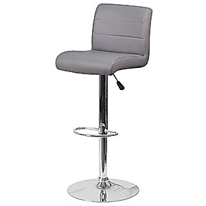 Contemporary Design Bar Stools Hight Adjustable Seat Hydraulic 360 Degree Swivel Sturdy Steel Frame Padded Cushion Seat Dining Chair Bar Pub Stool Home Office Furniture - Set of 2 Grey #1968