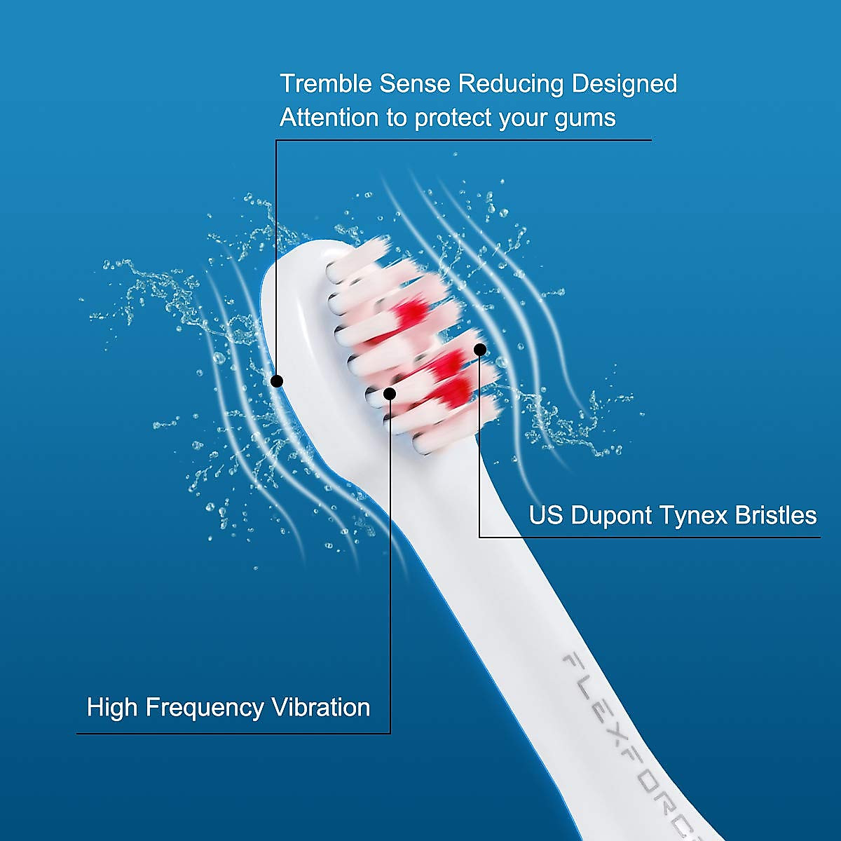 Replacement Toothbrush Heads Compatible with Flexforce Electric, Soft Dupont Bristles Head (Red)