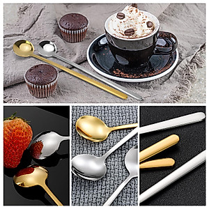 20 Pcs 6.8 Inches Coffee Spoons, Espresso Spoons, Stainless Steel Stirring Spoons with Long Handle, Cute Coffee Bar Accessories, Mini Gold Spoons for Dessert Tea Ice Cream Sugar Cake Cocktail Coffee