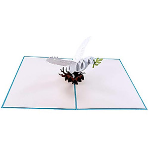 iGifts And Cards Inspirational White Dove with Olive Branch 3D Pop Up Greeting Card - Religious Sympathy Card, Condolences Card, Congratulations Ordination Gift, Beautiful Priest Appreciation Present
