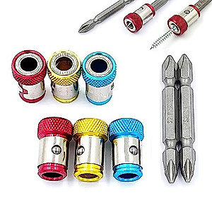 JFOGO 6 Pieces Magnetic Screw Ring With 2 Pieces Ph2 Screwdriver Bit Set,Magnetizer Screw Removable For 1/4 Inch/6.35mm Hex Screwdriver and Power Bits (MIX)