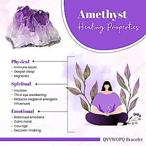 QVVWOPQ 8MM Amethyst Crystal Tiger Eye Stretch Bracelet with Irregular Stone 7.48 In Healing Gemstone Charm Bracelets Chakra Energy Charm Handmade Bracelets for Men Womens