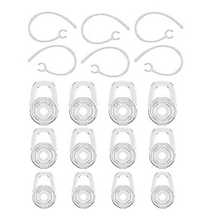 Replacement Hooks Ear Gels for Bluetooth Headset Headphones 6PC Earhooks + 12PC S M L Ear Gels Fit for M155 M165 M1100 M100 M55 M28 M25 Voyager Edge Headpiece (Clear)
