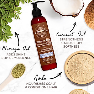 Qhemet Biologics Cleanse & Condition Duo - Includes Egyptian Wheatgrass Cleansing Tea Shampoo & Moringa Tree Conditioning Ghee to Soften and Detangle Hair - 2-Piece Haircare Set