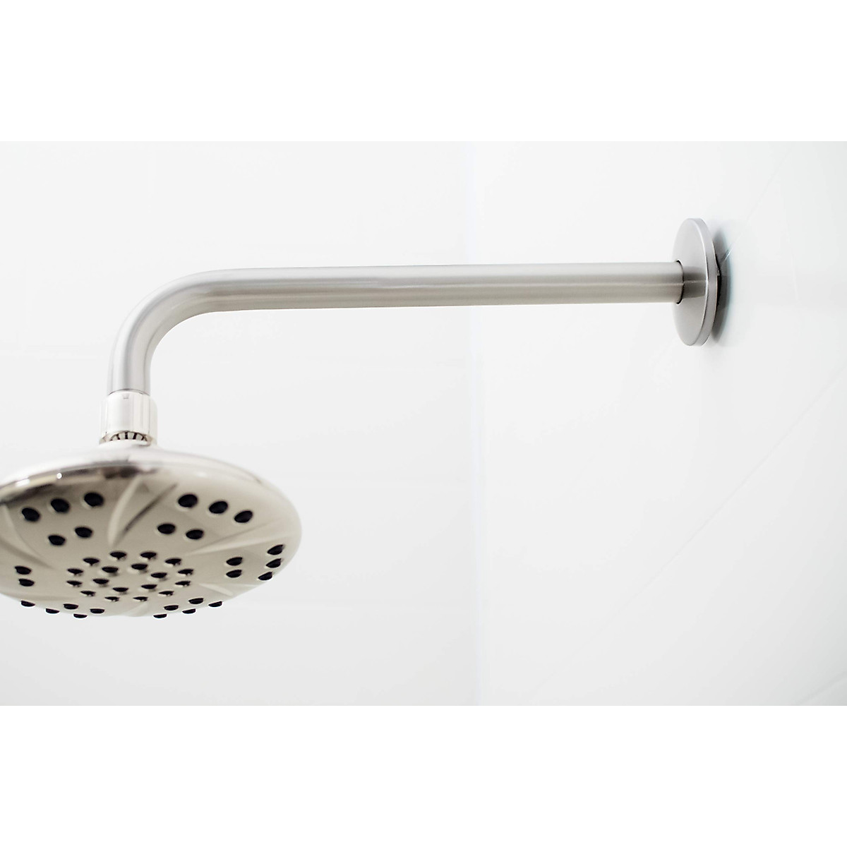 LDR Industries L-Shaped Shower Arm Extension, 12-Inch Length, Great for Rainfall and Adjustable Showerheads, Brushed Nickel Finish