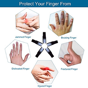 Sumifun Buddy Finger Wraps, Pack of 10 Finger Tapes for Broken, Sprained, Fractured Finger, Finger Straps for Jammed, Swollen, Dislocated Joint (Black)