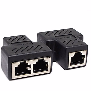 Poyiccot RJ45 Splitter Adapter, Ethernet Splitter 1 to 2 Network Adapter CAT 5/CAT 6 LAN Splitter Ethernet Socket Connector Adapter 1 Pair