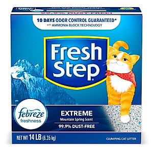 Fresh Step Clumping Cat Litter, Extreme, Long Lasting Odor Control Kitty Litter with Activated Charcoal, Low Dust Formula, 14 lb