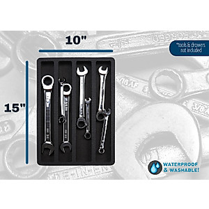 Polar Whale Tool Drawer Organizer 3-Piece Wrench Insert Set 4 Pockets Black Durable Foam Holds Many Tools 15 x 10 Inch Trays Fits Craftsman Husky Kobalt Milwaukee Many Others