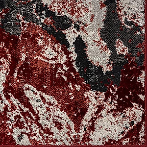 LUXE WEAVERS Abstract Marble Swirl Red 8x10 Area Rug