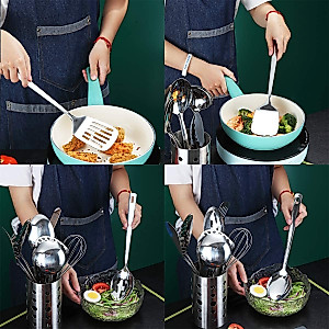 Berglander Stainless Steel Cooking Utensils Set, 13 Pieces Kitchen Utensils Set, Kitchen Tools Set with Utensil Holder Non-Stick and Heat Resistant,Dishwasher Safe, Easy to Clean (13 Packs)