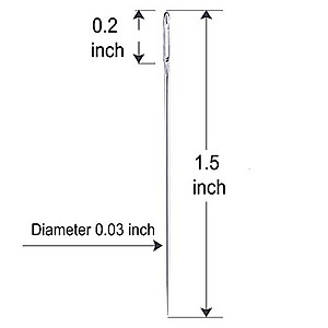 20 pcs. Large Eye Hand Sewing Needles - 1.5 inch Long in Needle Storage Tube with Needle Threader
