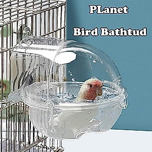 MUYG Bird Bath Box for Cage, Parrot Hanging Planet Bathtub No-Leakage Transparent Omnidirectional Observation Tub Shower Box Birds Cage Accessory for Canary Parrot Crested Cockatiel Lovebird